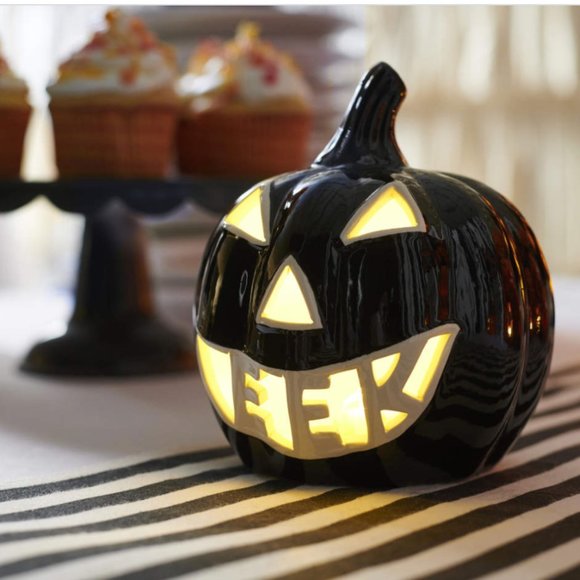 Holiday | Halloween 5 Black Lightup Ceramic Pumpkin | Poshmark